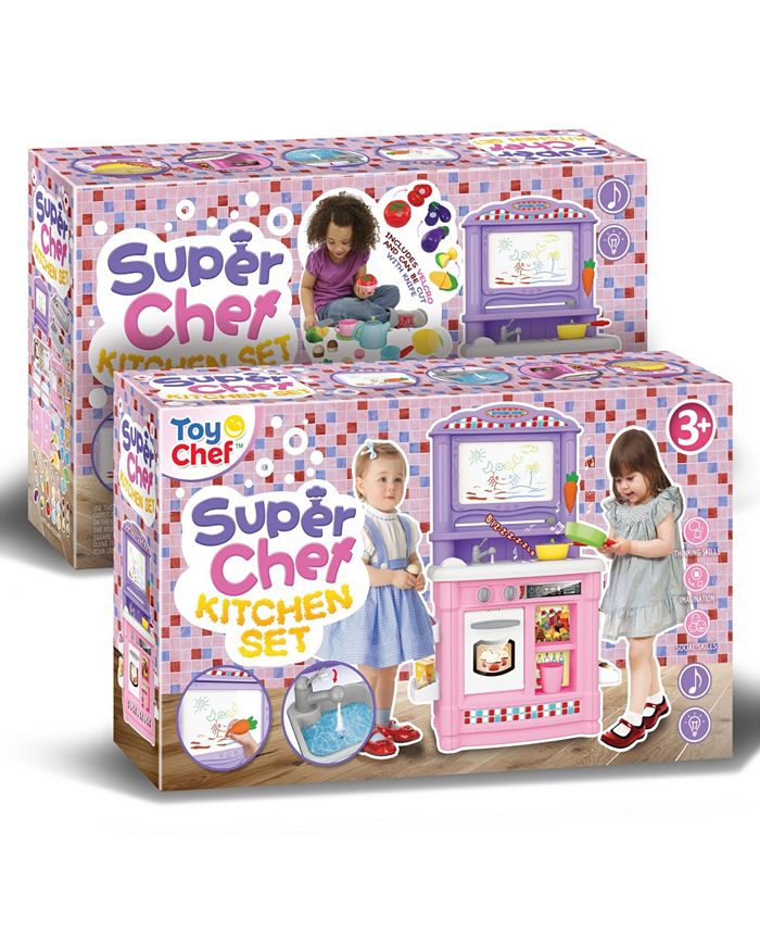 Toy Chef Pretend Play with Magnetic Magic Erase Board Kitchen Set, 46 ...