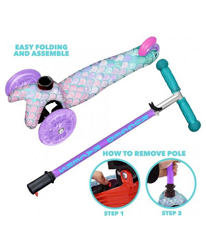 Rugged Racers Mini Deluxe Mermaid Design 3 Wheel Scooter with LED ...