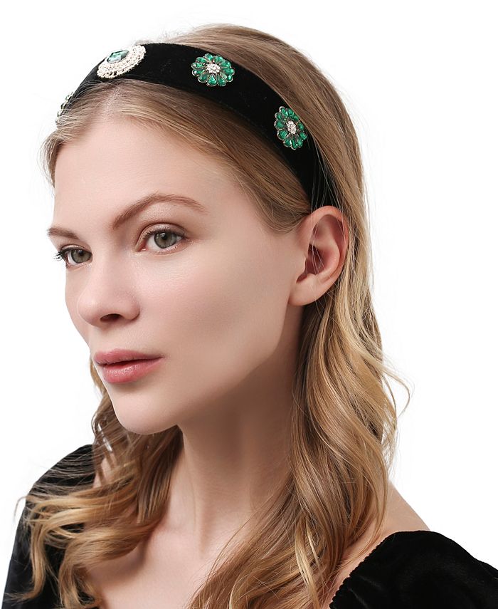 Inc International Concepts Gold Tone Crystal And Stone Flower Headband