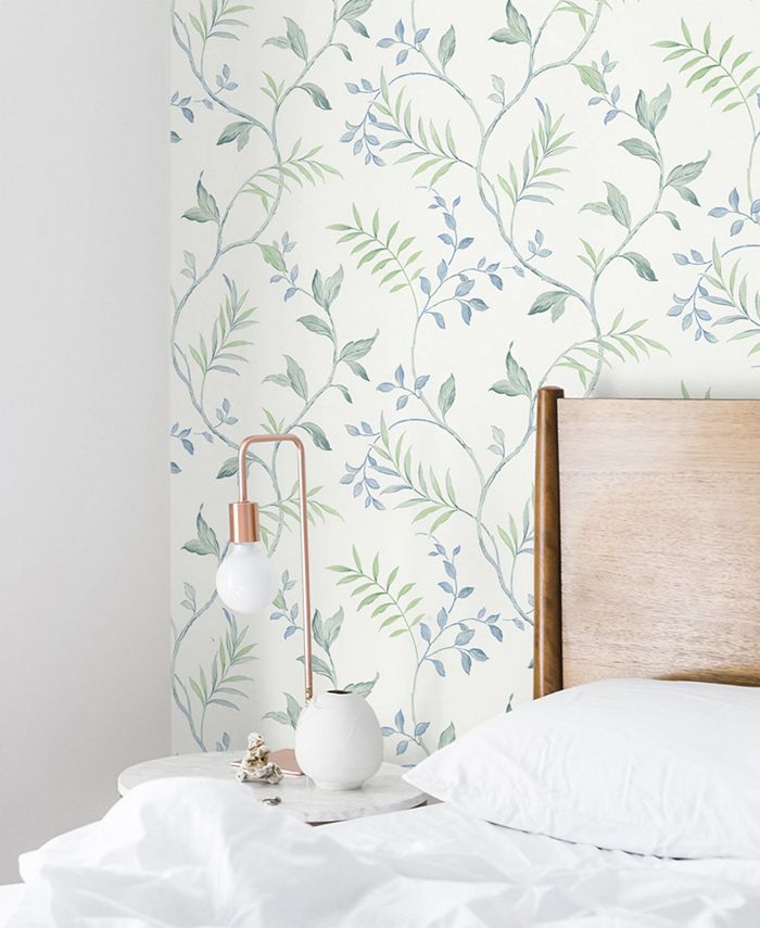 NextWall Watercolor Leaf Trail Peel and Stick Wallpaper - Macy's