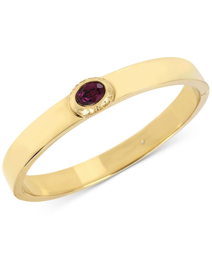COACH Gold-Tone Signature Logo & Color Crystal Bangle Bracelet - Macy's