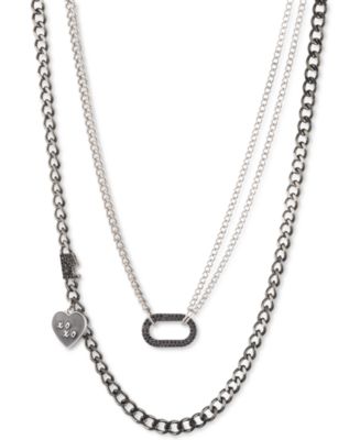 Karl Lagerfeld Paris Two-Tone Crystal Layered Necklace, 18" + 3 ...