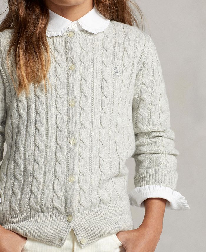 Polo Ralph Lauren Big Girls Metallic Cable-Knit Cardigan - Macy's