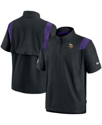 Men's Black Minnesota Vikings Sideline Coaches Short Sleeve Quarter-Zip ...