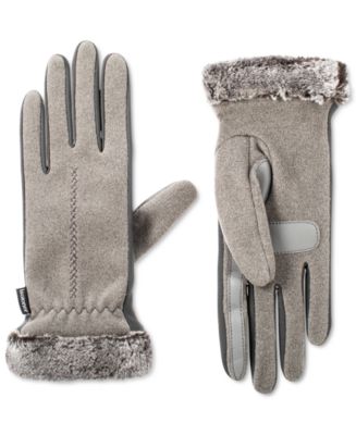 Isotoner Signature Fleece Lined Water Repellent Gloves with Cuff - Macy's