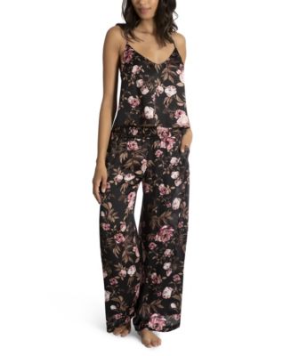 Midnight Bakery Women's Juliette Rosey Date Satin Chiffon Cami Pajama ...