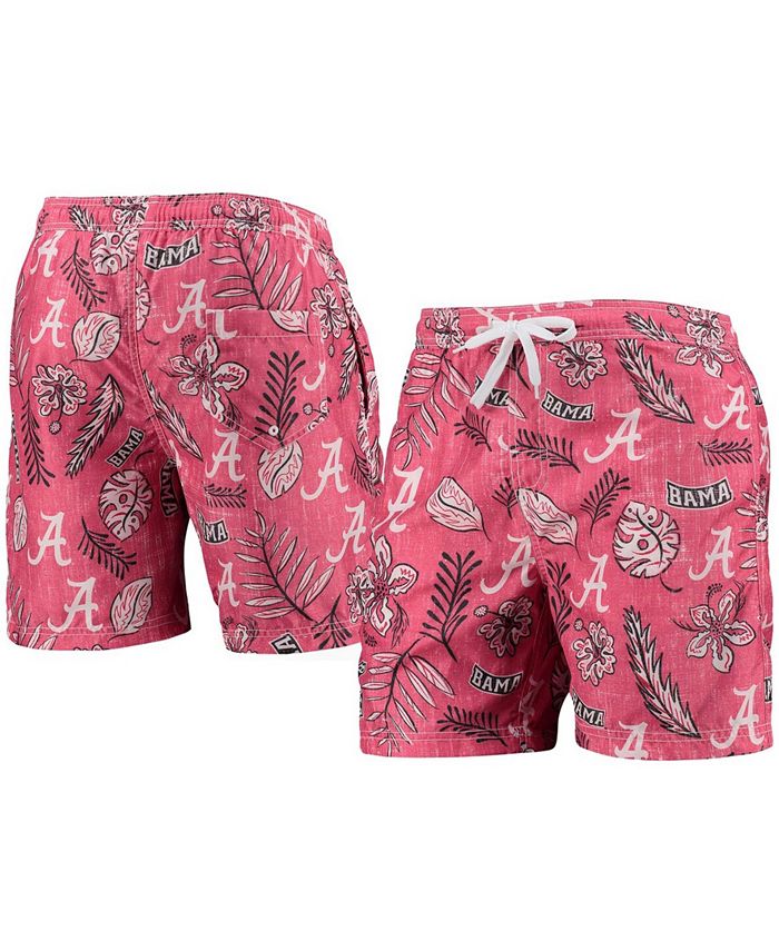 Wes & Willy Men's Crimson Alabama Crimson Tide Vintage-Like Floral Swim ...