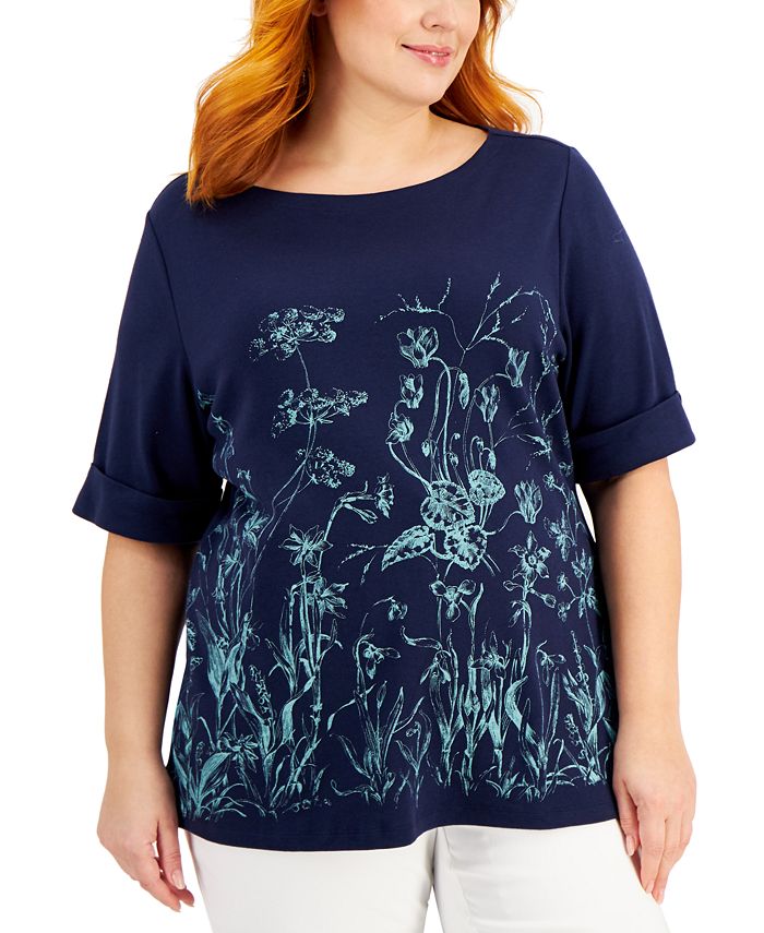 Karen Scott Plus Size Grow With Love Top, Created for Macy's - Macy's