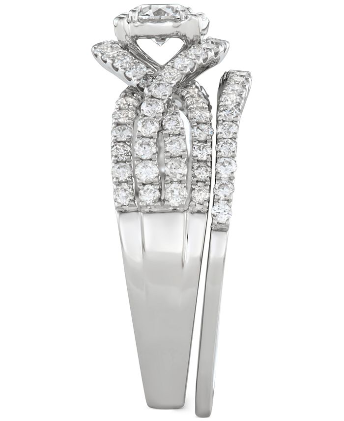 Macy's Diamond Multirow Crossover Bridal Set (1-1/6 ct. t.w.) in 14k ...