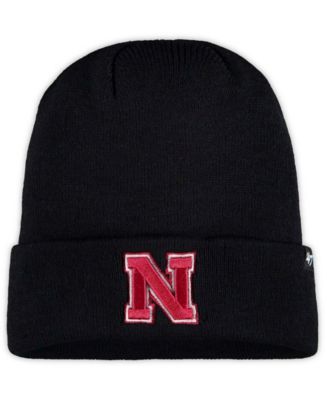Men's Black Nebraska Huskers Raised Cuffed Knit Hat - Macy's