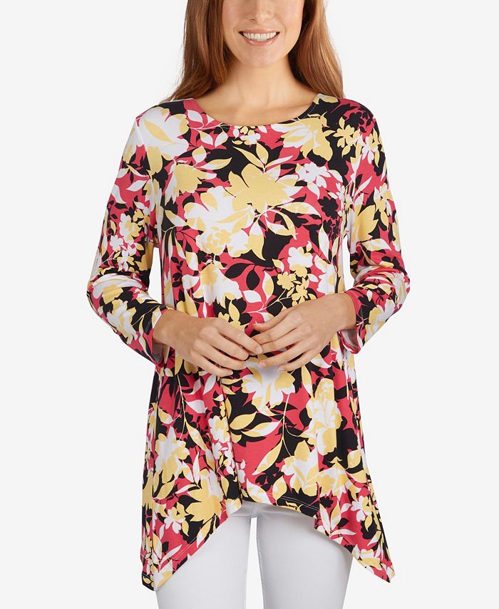 Ruby Rd. Plus Size Floral Printed Jersey Top - Macy's