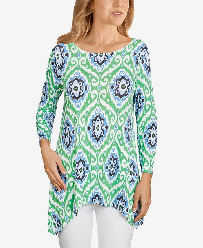 Ruby Rd. Plus Size Wallpaper Ikat Printed Jersey Top - Macy's