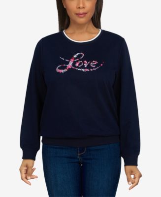 Missy Classics S2 Women's Love Embroidered Crew Neck Pullover ...