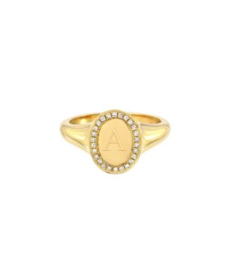 Zoe Lev 14K Gold Diamond Signet Initial Ring - Macy's