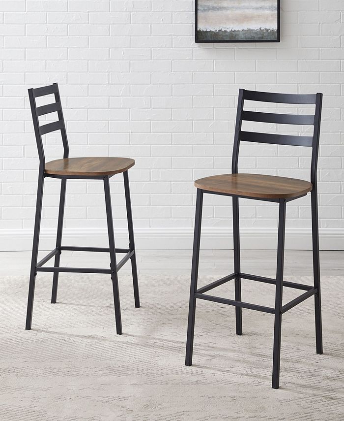Walker Edison Industrial Slat Back Counter Stools, 2-Pack - Macy's