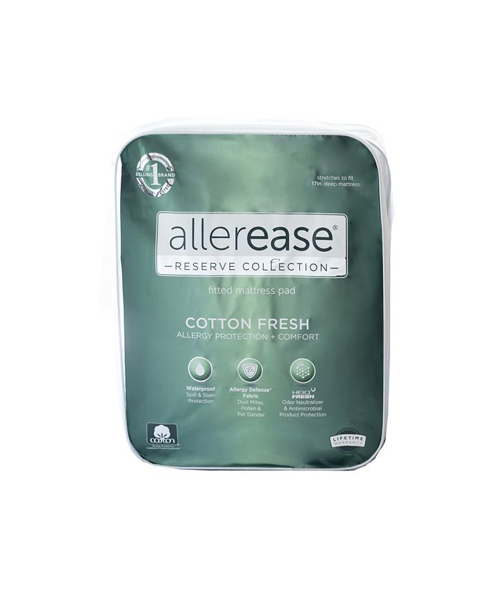 AllerEase Cotton Fresh Waterproof Allergen Barrier Fitted Mattress Pad - Queen - Macy's