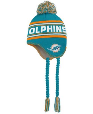 Big Boys and Girls Aqua, Orange Miami Dolphins Jacquard Tassel Knit Hat ...