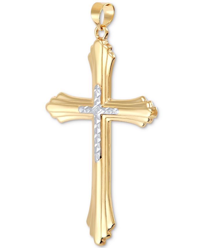 Macy's Large Two-Tone Cross Pendant in 10k Gold - Macy's