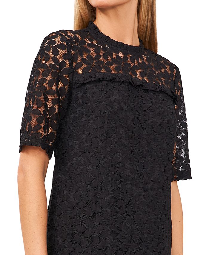 CeCe Ruffle-Trimmed Lace Mini Dress & Reviews - Dresses - Women - Macy's