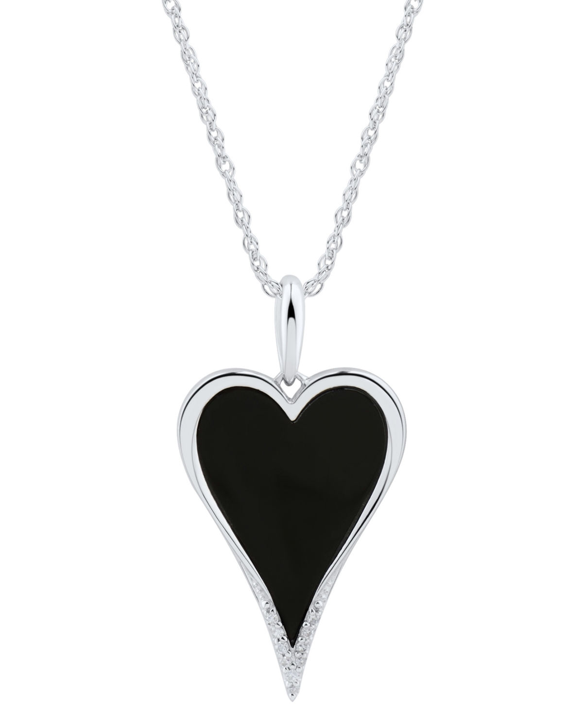 Click here for Onyx & Diamond Accent Heart Pendant Necklace in St... prices