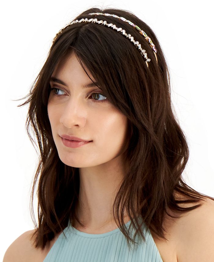 I N C International Concepts 2 Pc Gold Tone Crystal Headband Set