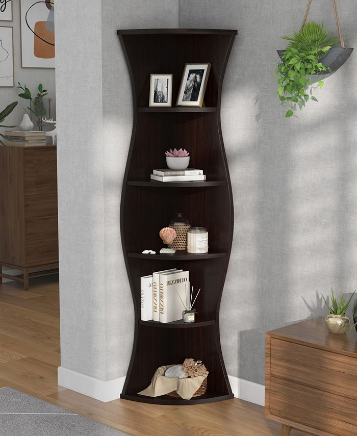 Furniture of America Seth 5 Shelf Corner Bookcase - Macy's