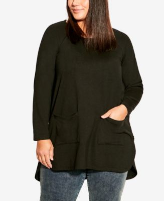 Plus Size Clare Button Plain Tunic Top - Macy's