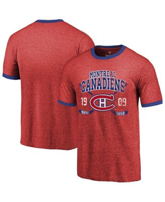 Men's Red Montreal Canadiens Buzzer Beater Tri-Blend Ringer T-shirt ...