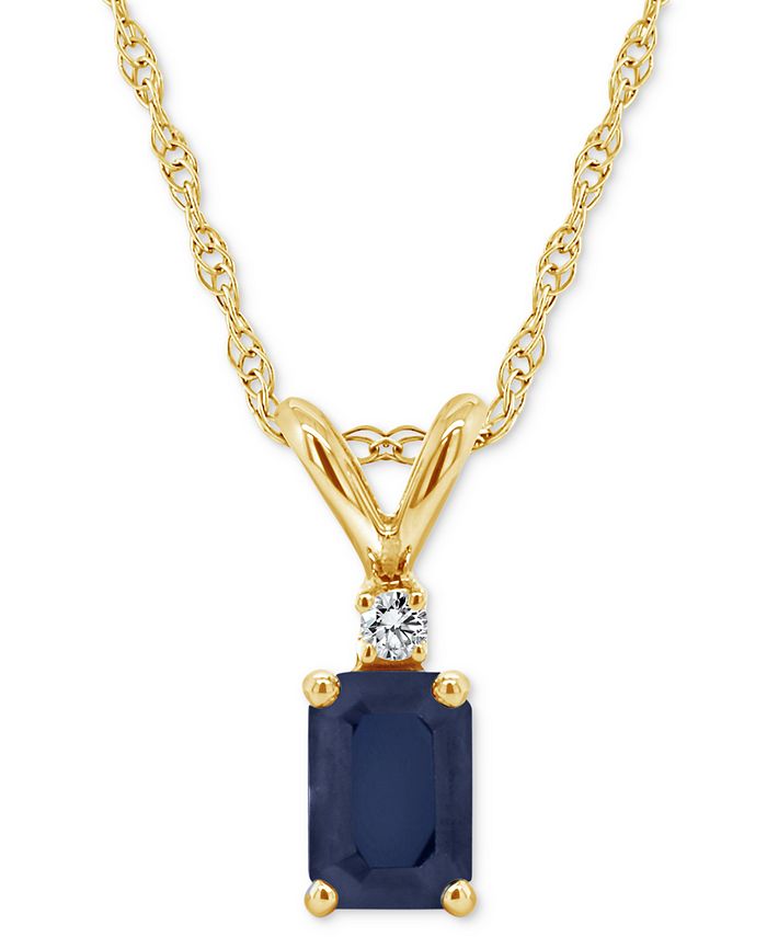Macy's Sapphire (3/4 ct. t.w.) & Diamond Accent 18" Pendant Necklace in ...