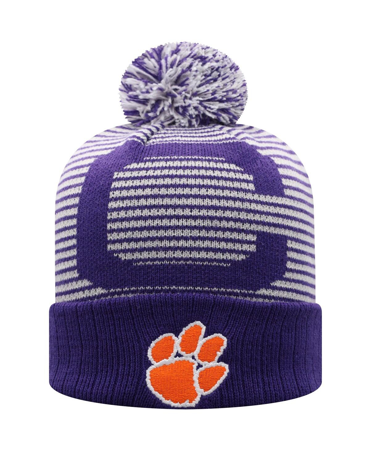 Click here for Mens Purple Clemson Tigers Line Up Cuffed Knit Hat... prices