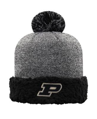 Women's Black Purdue Boilermakers Snug Cuffed Knit Hat with Pom - Macy's