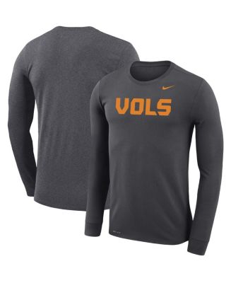 Men's Anthracite Tennessee Volunteers School Wordmark Logo Performance Legend Long Sleeve T ...