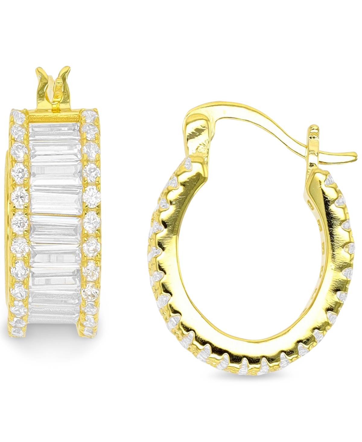 Click here for Cubic Zirconia Baguette Hoop Earrings in Sterling... prices