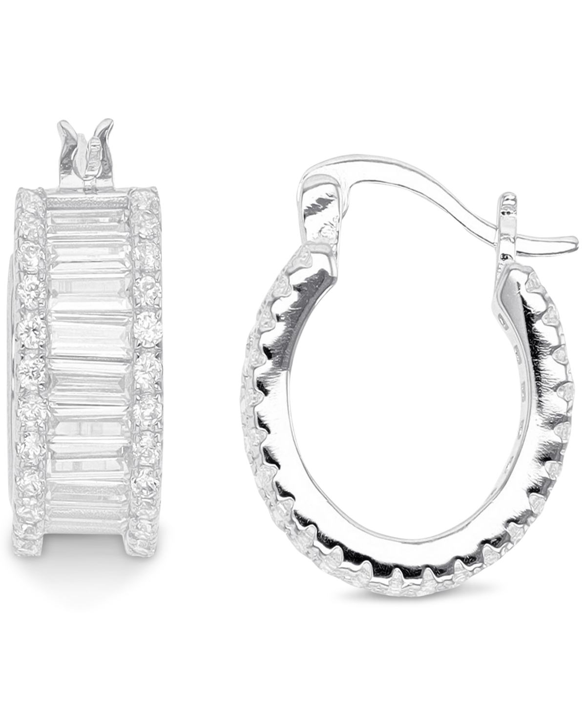 Click here for Cubic Zirconia Baguette Hoop Earrings in Sterling... prices