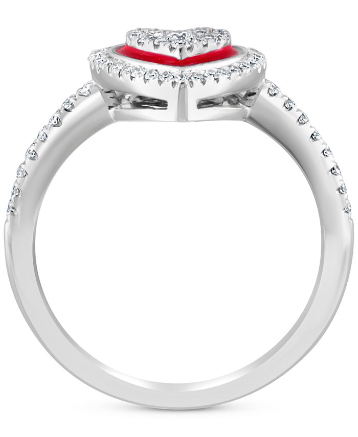 EFFY Collection EFFY® Diamond & Enamel Heart Halo Ring (1/3 ct. t.w ...