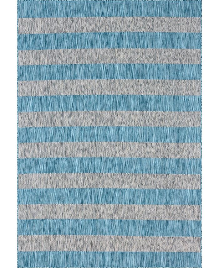 Bayshore Home Outdoor Banded Distressed Stripe 7' x 10' Area Rug - Macy's