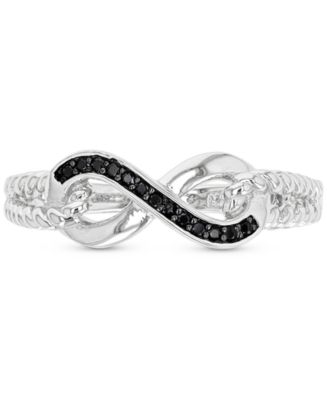 Black Spinel Infinity Ring (1/10 ct. t.w.) in Sterling Silver & Black ...