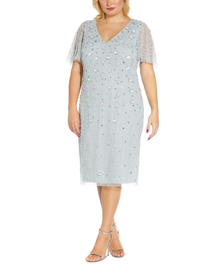 Adrianna Papell Plus Size Beaded Sequined Dress - Macy's