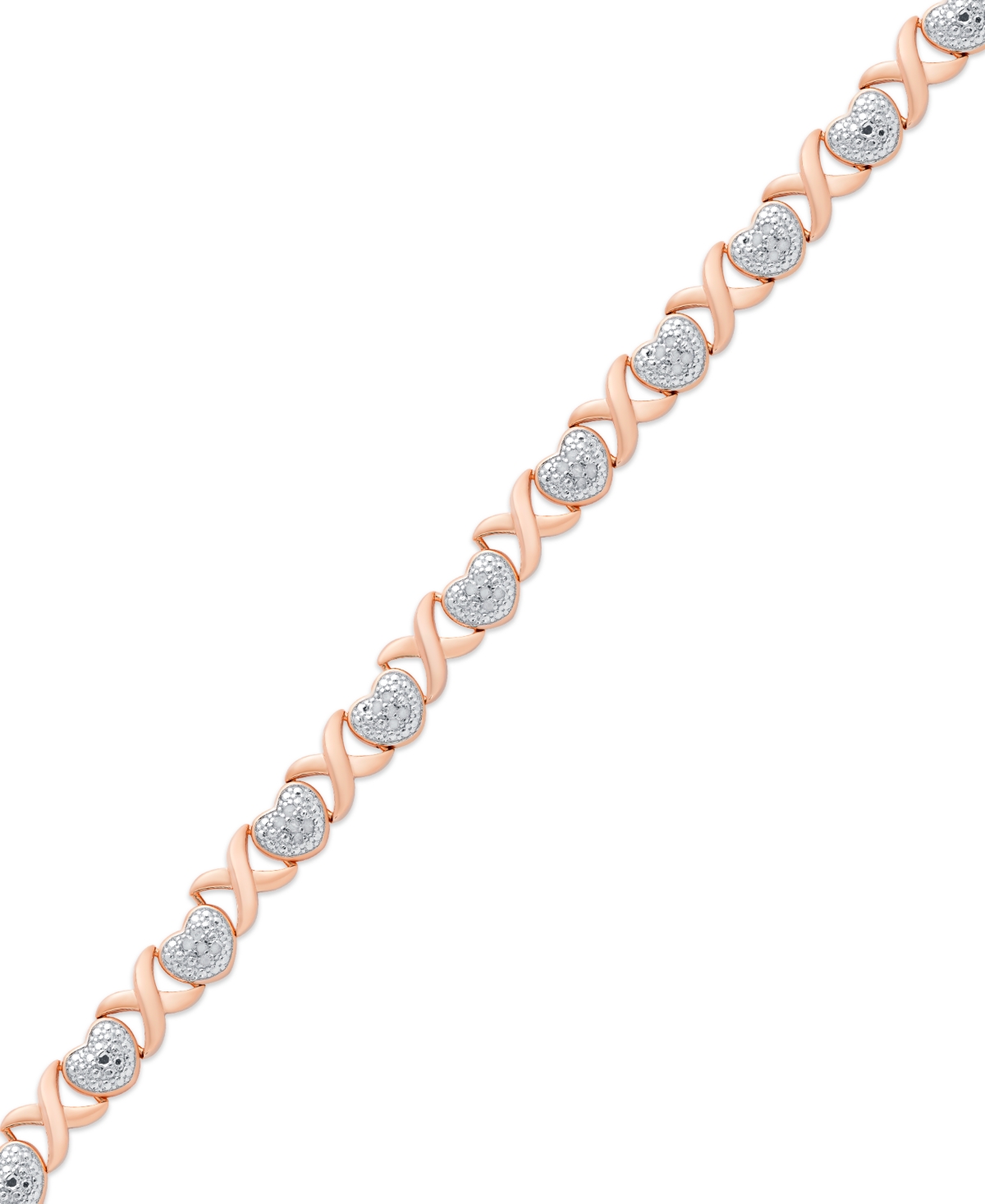 Click here for Diamond Accent Heart X Link Bracelet in Silver Pla... prices