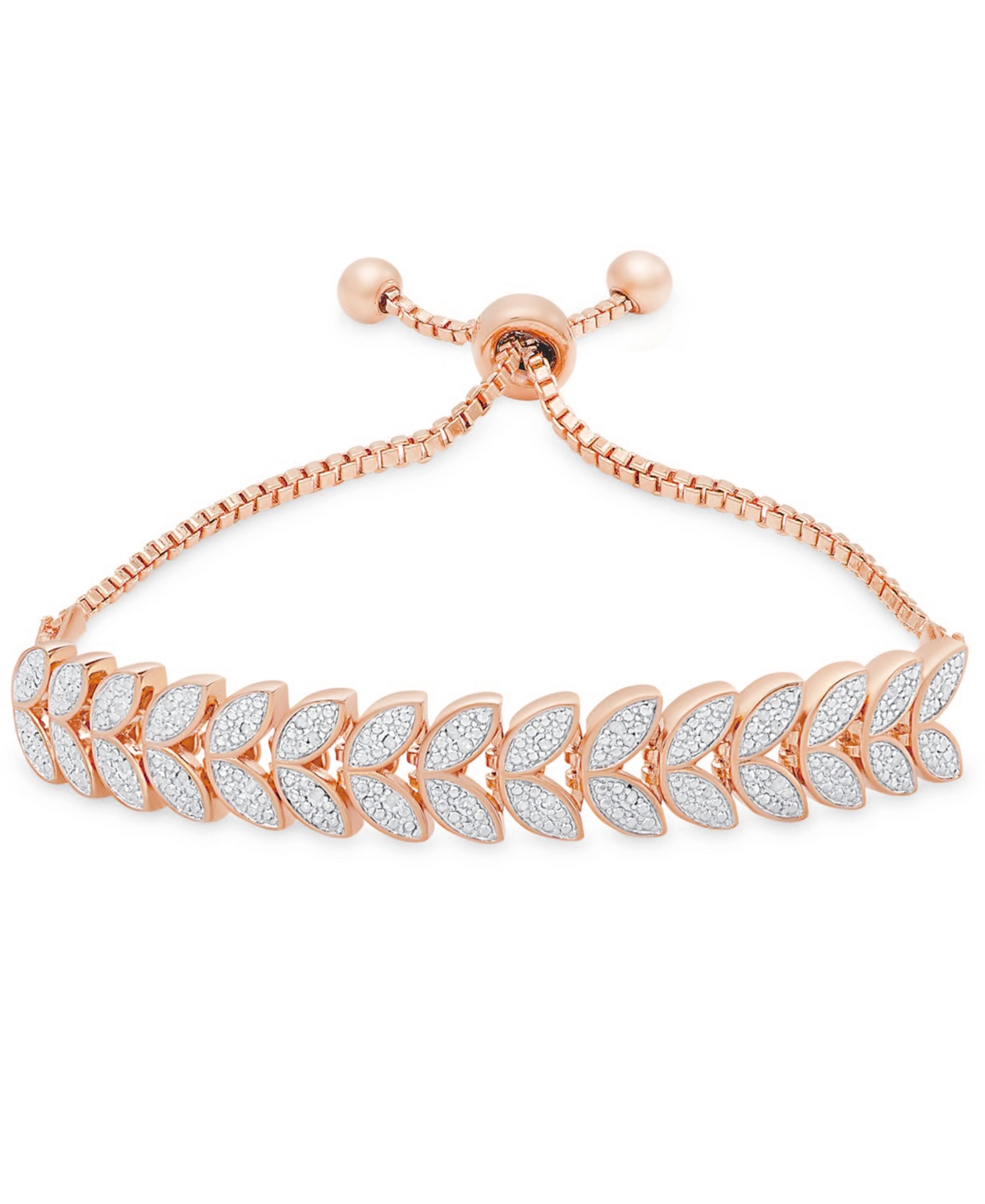 Click here for Diamond Accent Leaf Bolo Adjustable Bracelet - Ros... prices