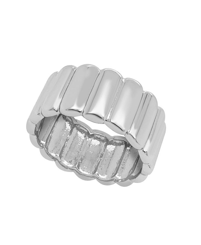 And Now This 18K Gold Plated or Silver Plated Ribbed Band Ring - Macy's