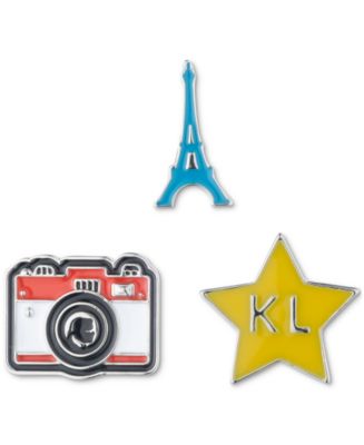 Karl Lagerfeld Paris Silver-Tone 3-Pc. Set Multicolor Travel Pins - Macy's