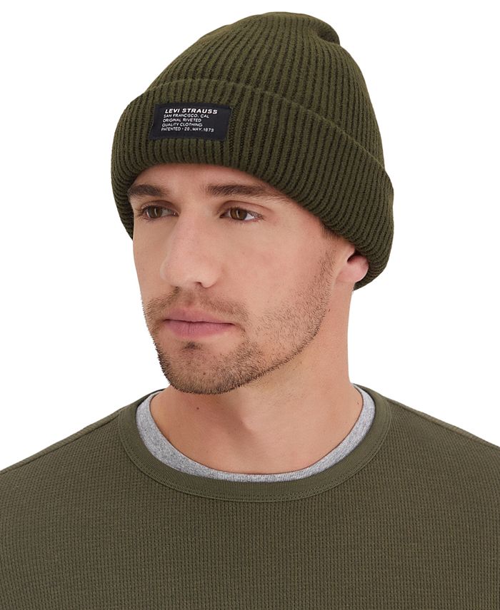 Levi's Men's Jersey Lined Rib Knit Beanie - Macy's