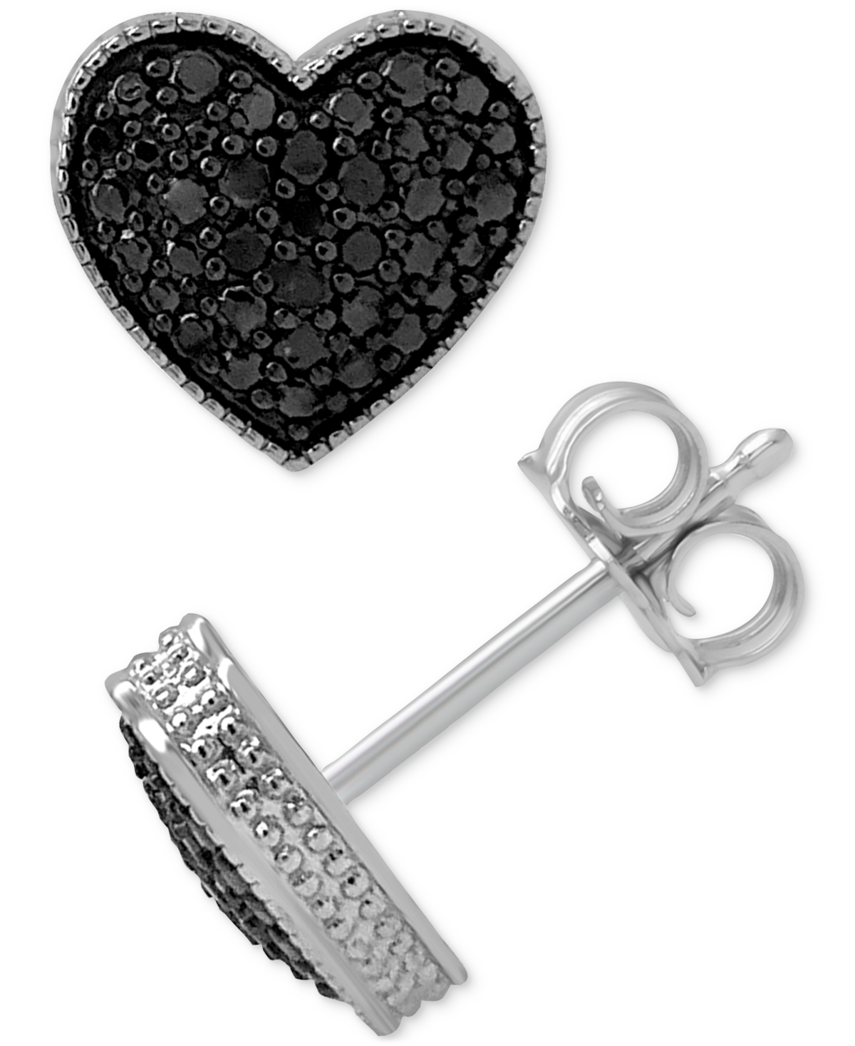 Click here for Black Diamond Pave Heart Stud Earrings (1/6 ct. t.... prices