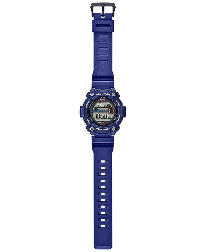 Casio Men's Digital Blue Resin Strap Watch 51mm - Macy's