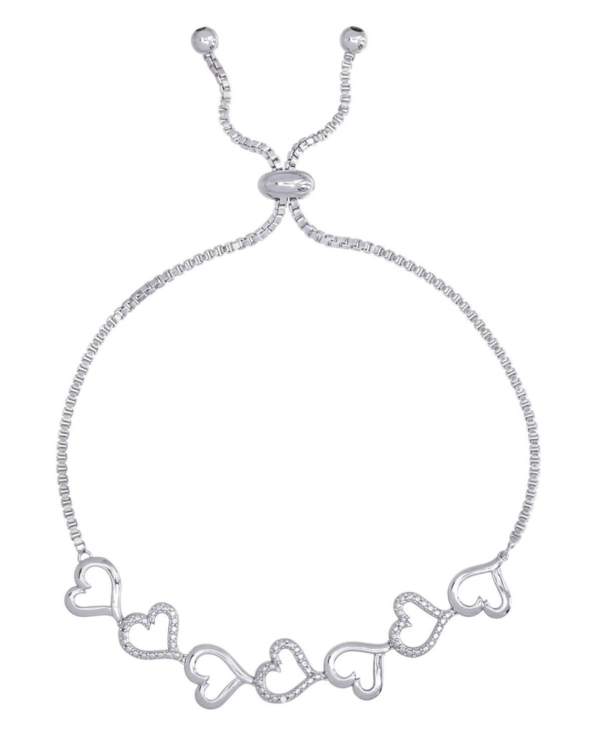 Click here for Diamond Accent Open Heart Link Adjustable Bolo Bra... prices
