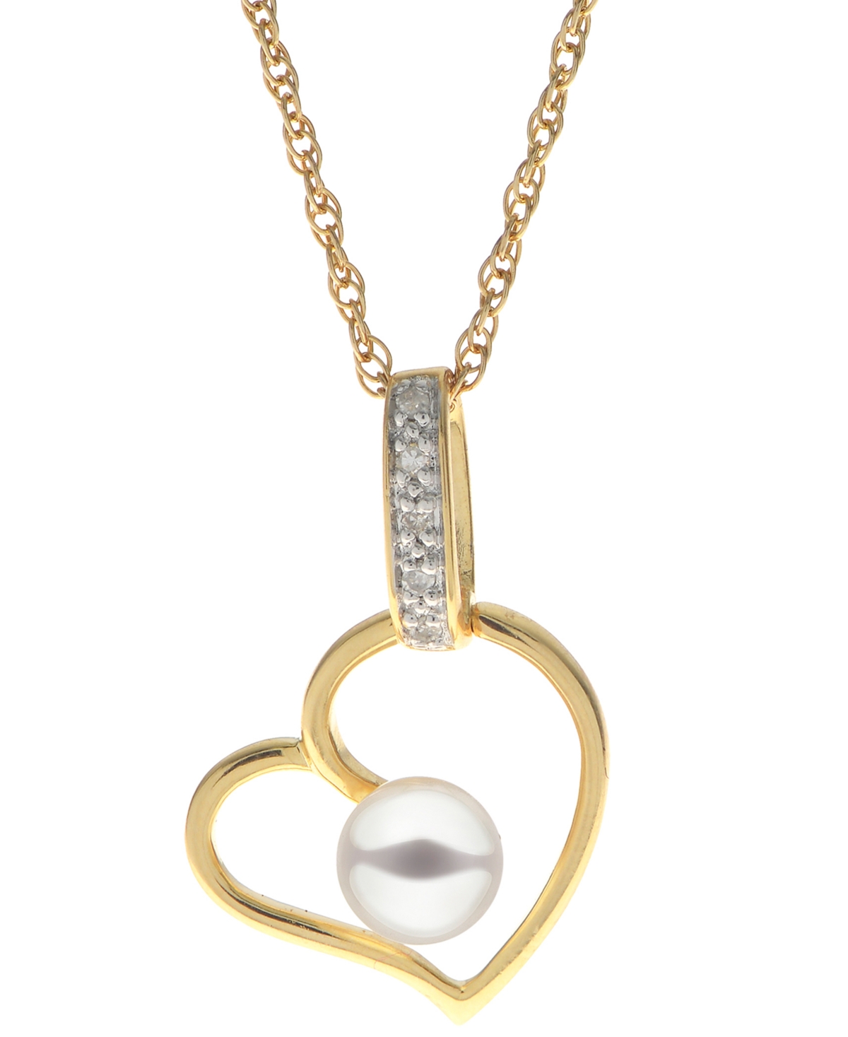 Click here for Cultured Freshwater Pearl (5mm) & Diamond Accent H... prices