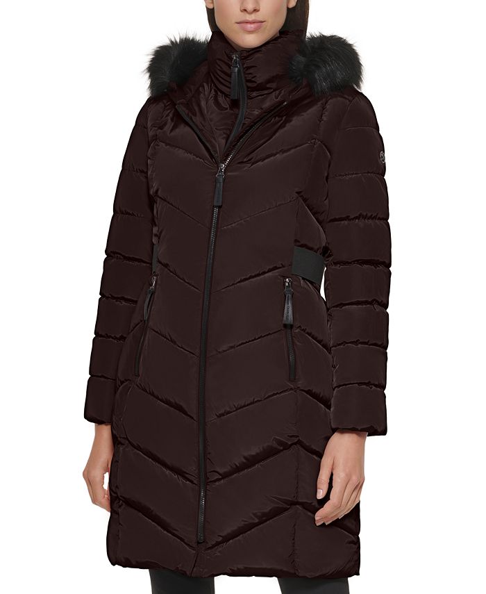 Calvin Klein Women's Faux-Fur-Trim-Hooded Puffer Coat, Created for Macy's & Reviews - Coats ...