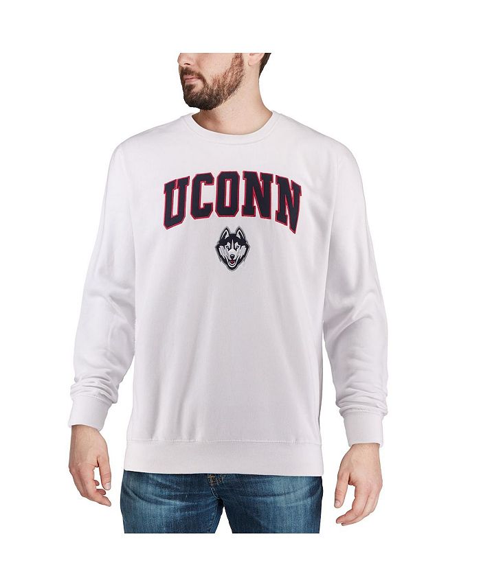 Colosseum Men's White UConn Huskies Arch & Logo Crew Neck Sweatshirt ...