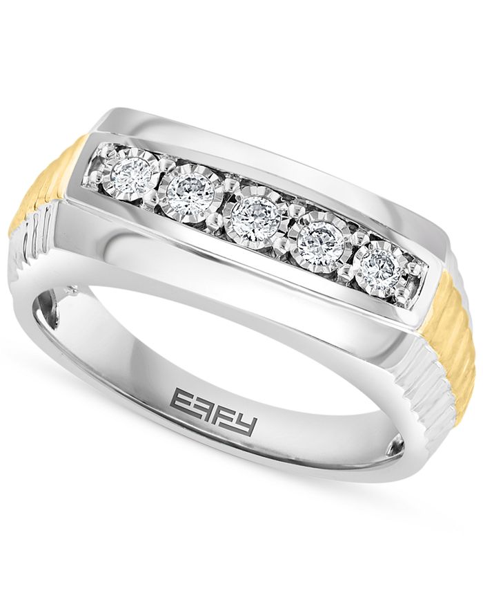 EFFY Collection EFFY® Men's Diamond Ring (1/5 ct. t.w.) in Sterling ...